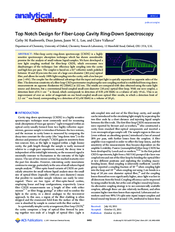 (PDF) Top Notch Design for Fiber-Loop Cavity Ring-Down Spectroscopy
