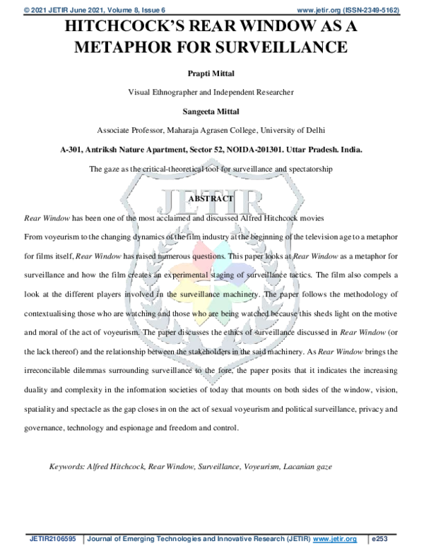 (PDF) Hitchcock’s Rear Window as a Metaphor for Surveillance