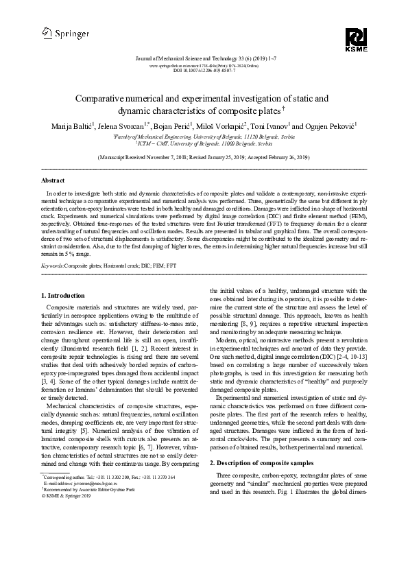 (PDF) Comparative numerical and experimental investigation of static ...