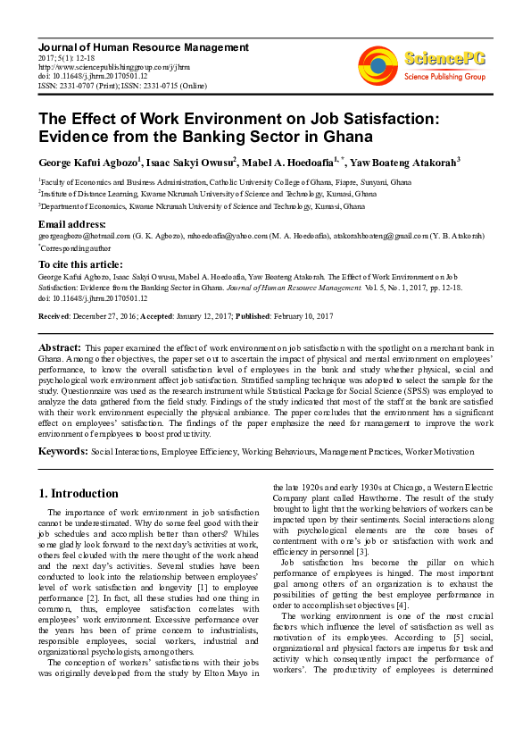 (PDF) The Effect of Work Environment on Job Satisfaction and Work Motivation Affecting ...