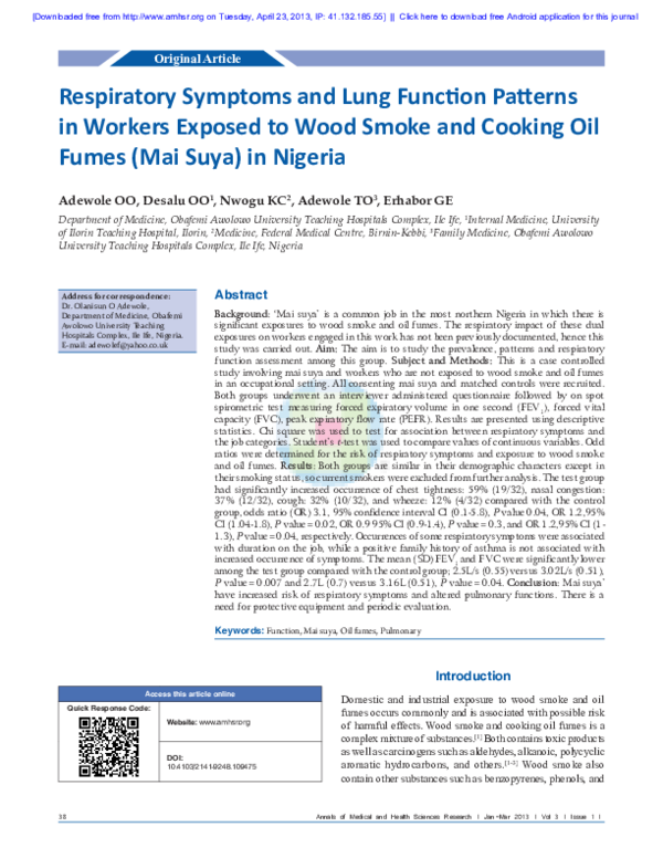 (PDF) Respiratory Symptoms and Lung Function Patterns in Workers ...