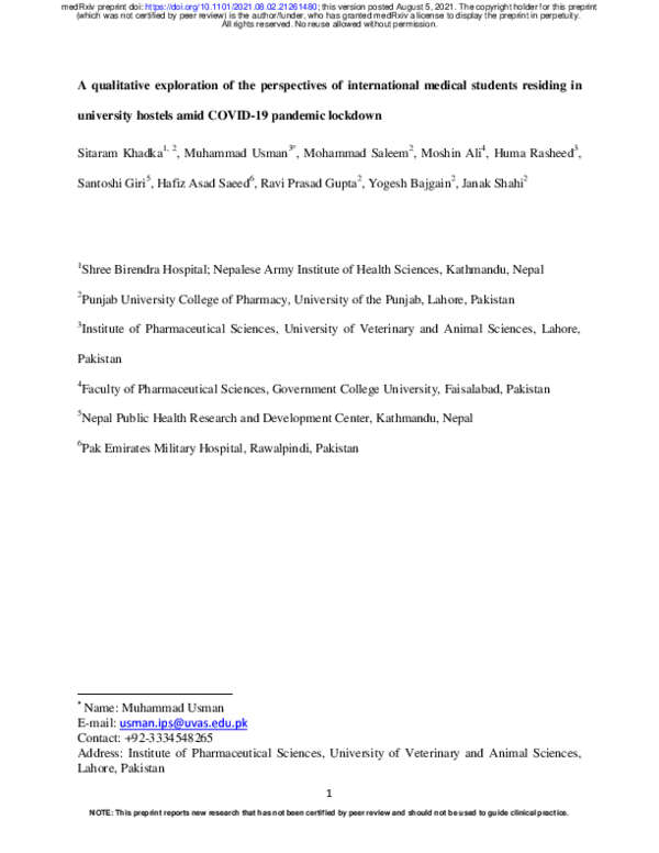 (PDF) The impact of COVID-19 pandemic on international students in ...