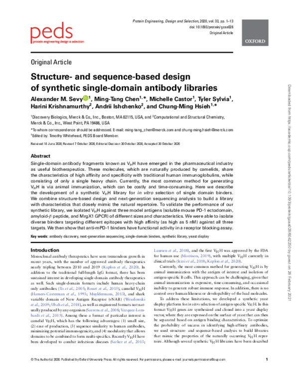 (PDF) Structure- and sequence-based design of synthetic single-domain ...