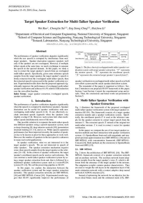Pdf Target Speaker Extraction For Multi Talker Speaker Verification