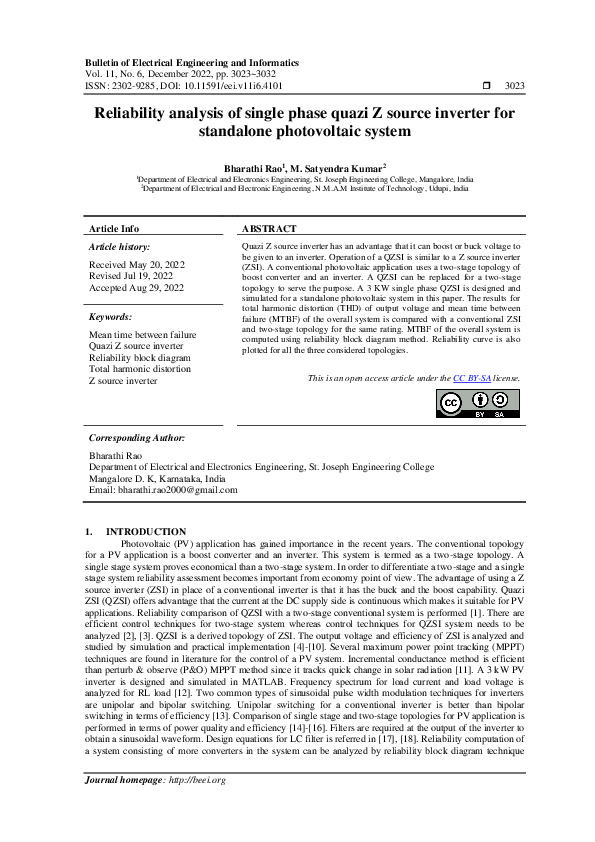 (PDF) Reliability analysis of single phase quazi Z source inverter for standalone photovoltaic ...