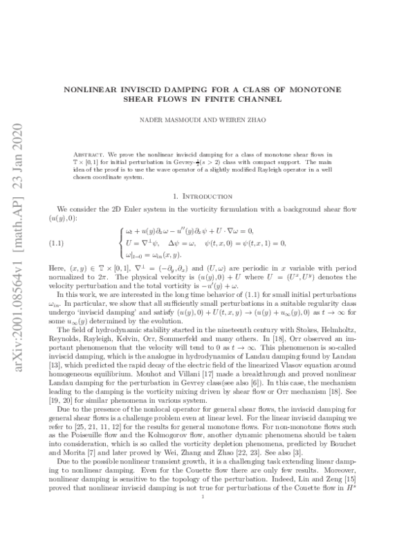 (PDF) Nonlinear inviscid damping for a class of monotone shear flows in ...