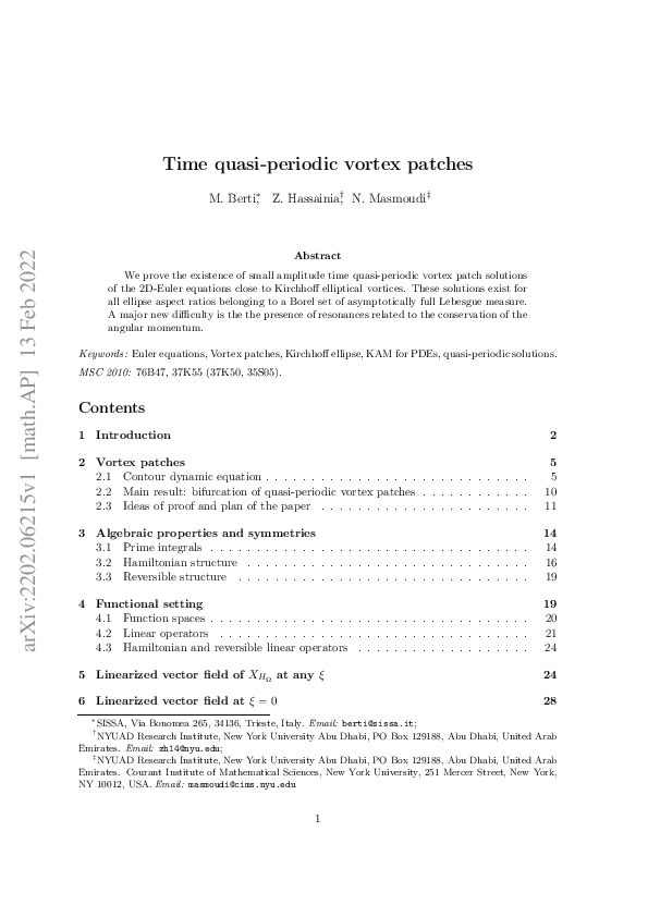Pdf Time Quasi Periodic Vortex Patches Nader Masmoudi