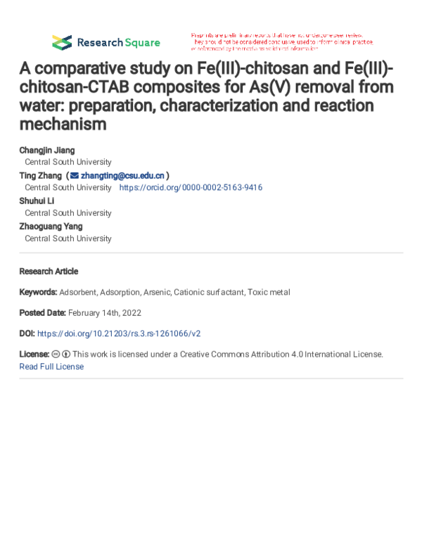 (PDF) A comparative study on Fe(III)-chitosan and Fe(III)-chitosan-CTAB ...