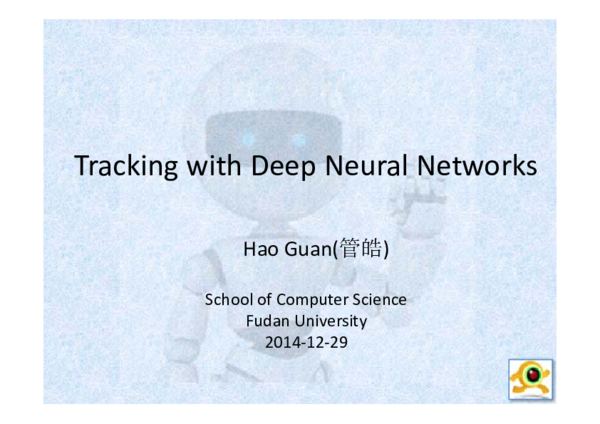 (PDF) Tracking with deep neural networks