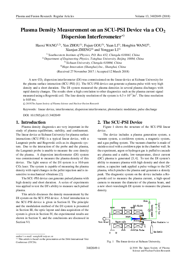 (PDF) Plasma Density Measurement on an SCU-PSI Device via a CO2 ...