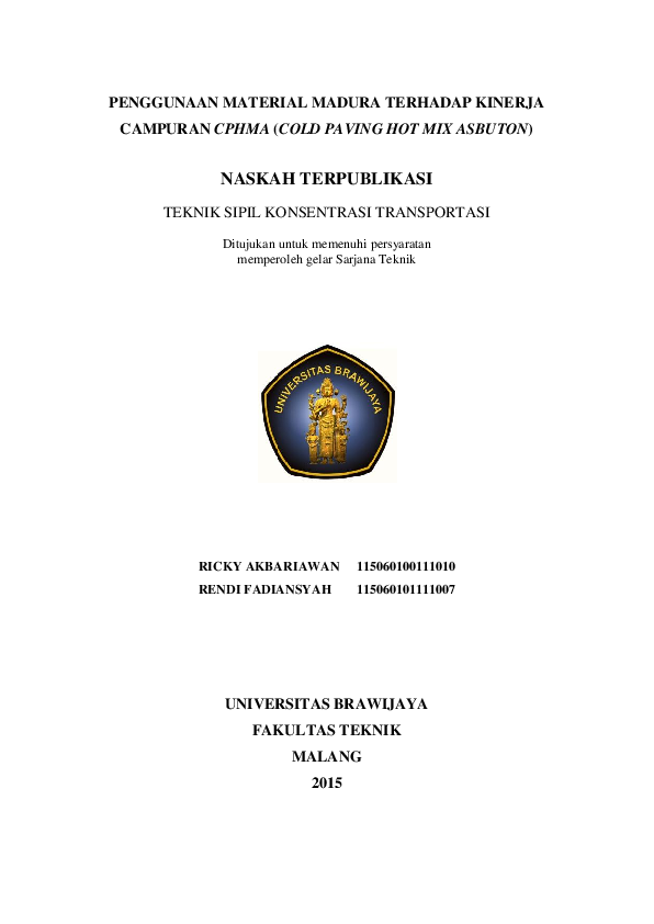 (PDF) Penggunaan Material Lokal Madura Terhadap Kinerja Campuran Cphma ...