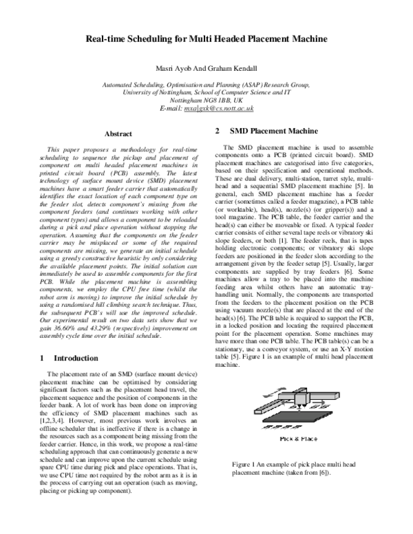 (PDF) Real-time scheduling for multi headed placement machine