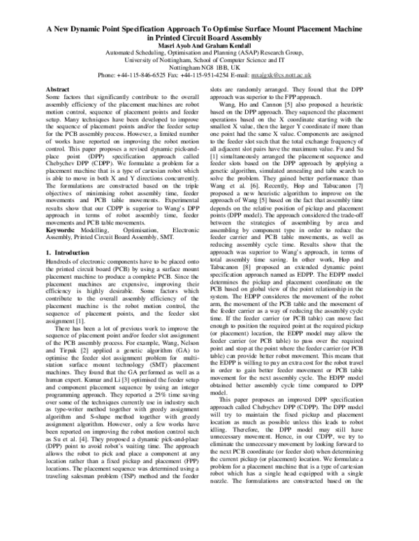 (PDF) A new dynamic point specification approach to optimise surface mount placement machine in ...