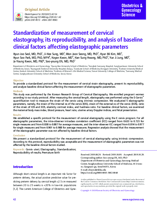 (PDF) Standardization of measurement of cervical elastography, its ...