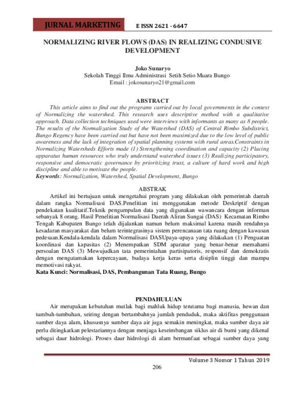 Pdf Normalizing River Flows Das In Realizing Condusive Development