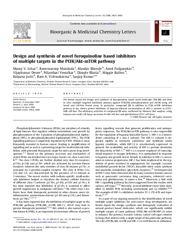 (PDF) Design and synthesis of novel furoquinoline based inhibitors of ...
