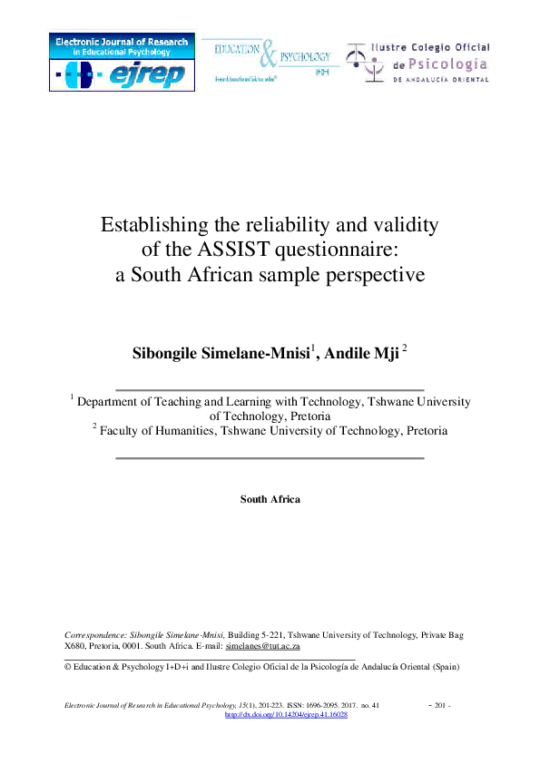 (PDF) Establishing the reliability and validity of the ASSIST ...