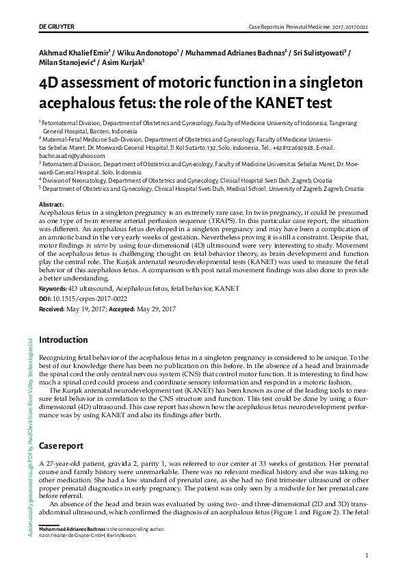(PDF) 4D assessment of motoric function in a singleton acephalous fetus ...