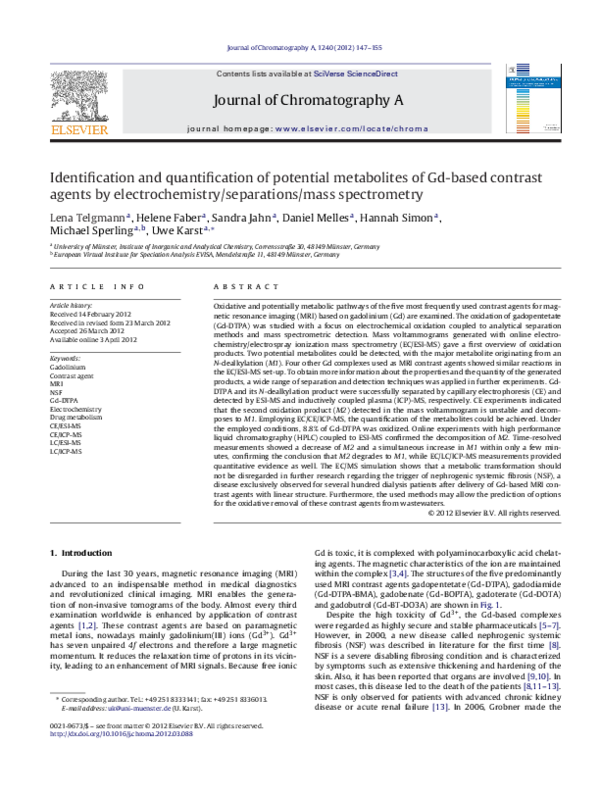 (PDF) Identification and quantification of potential metabolites of Gd ...