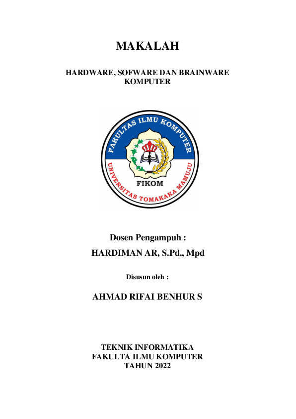 (PDF) MAKALAH HARDWAR, SOFTWARE DAN BRAINWARE AHMAD RIFAI