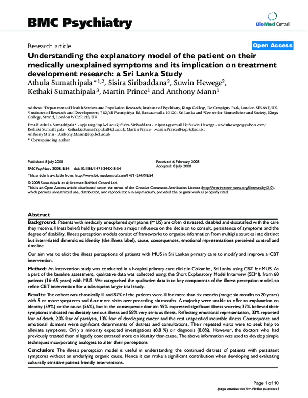 (PDF) Understanding the explanatory model of the patient on their ...