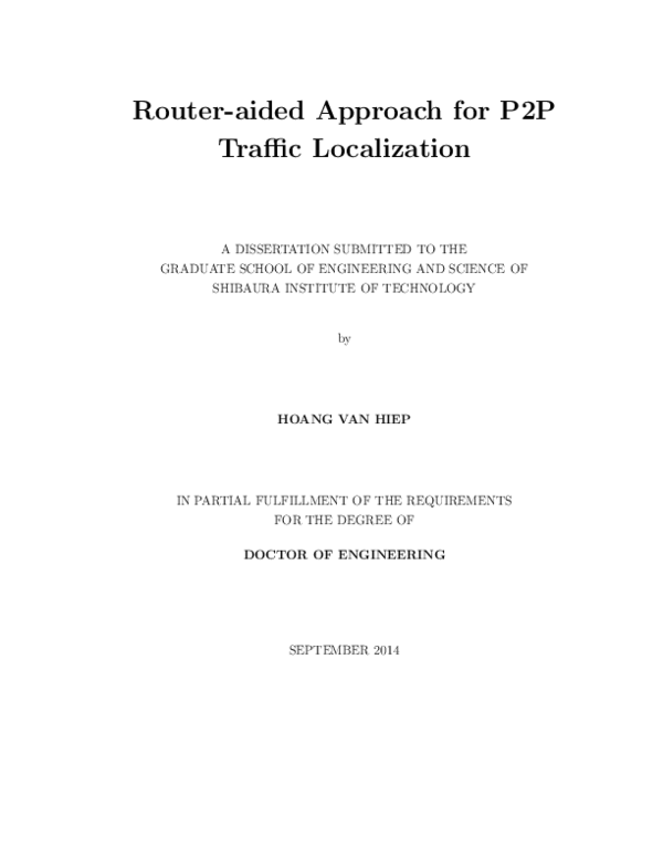 (PDF) Router-aided Approach for P2P Traffic Localization