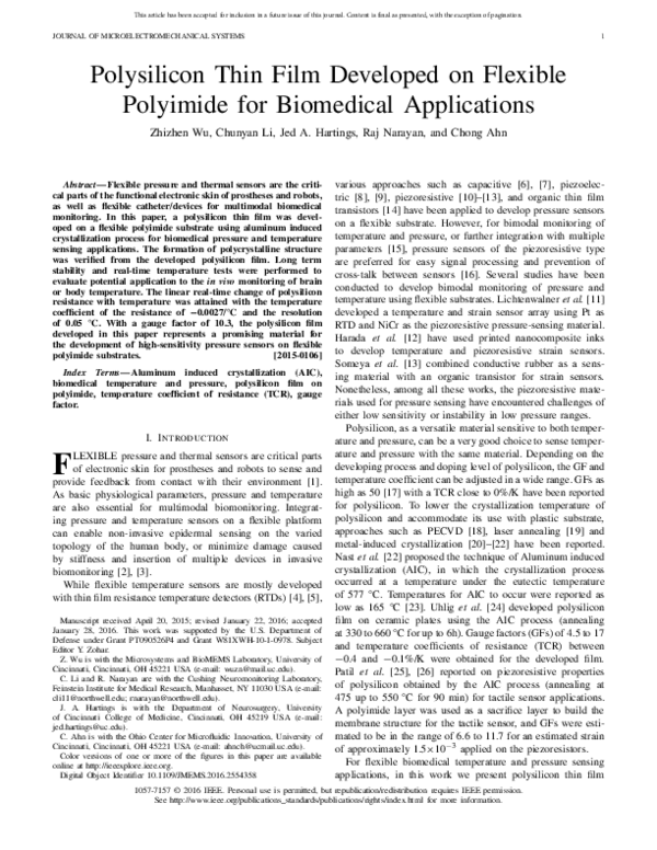 (PDF) Polysilicon Thin Film Developed on Flexible Polyimide for ...