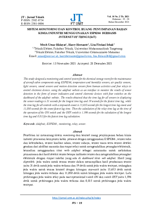 (PDF) SISTEM MONITORING DAN KONTROL RUANG PENYIMPANAN BAHAN KIMIA ...