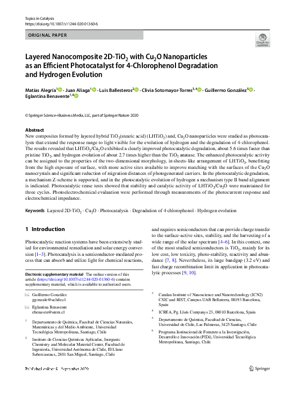 Pdf Layered Nanocomposite 2d Tio2 With Cu2o Nanoparticles As An