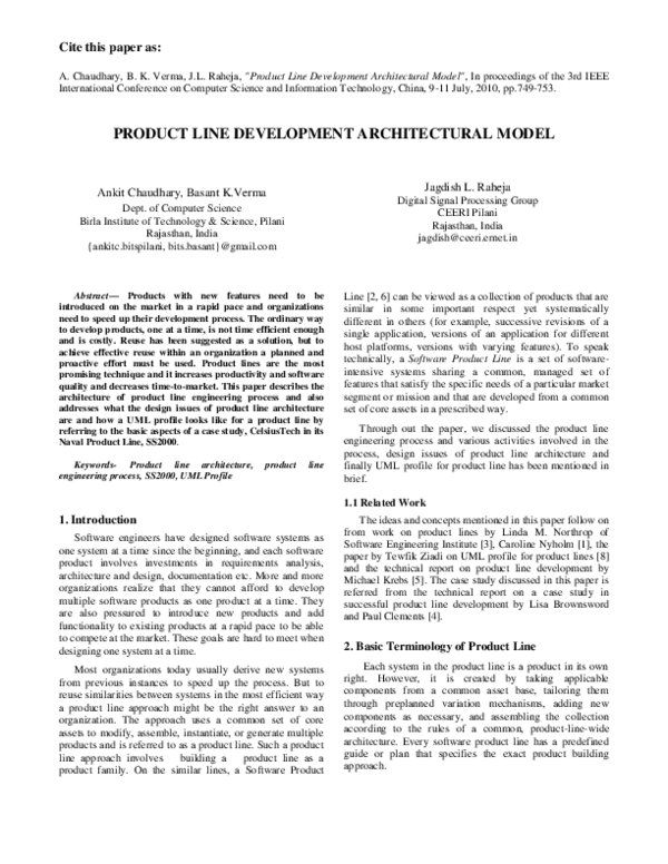 (PDF) Product line development architectural model