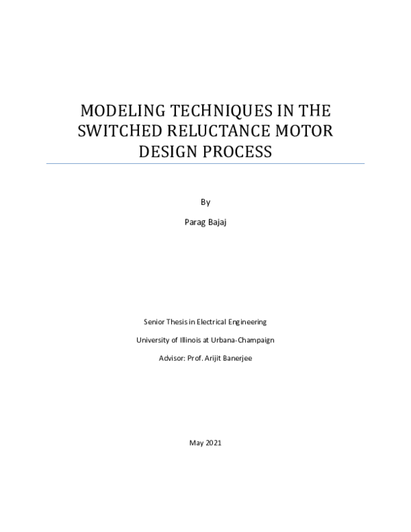Pdf Modeling Techniques In The Switched Reluctance Motor Design Process