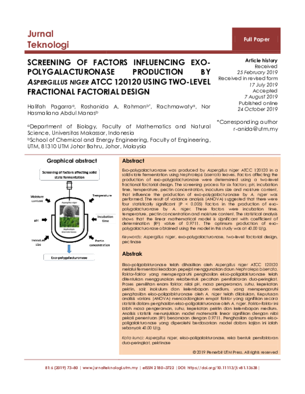 (PDF) Screening of Factors Influencing Exo-Polygalacturonase Production ...