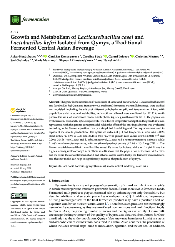 (PDF) Growth and Metabolism of Lacticaseibacillus casei and ...