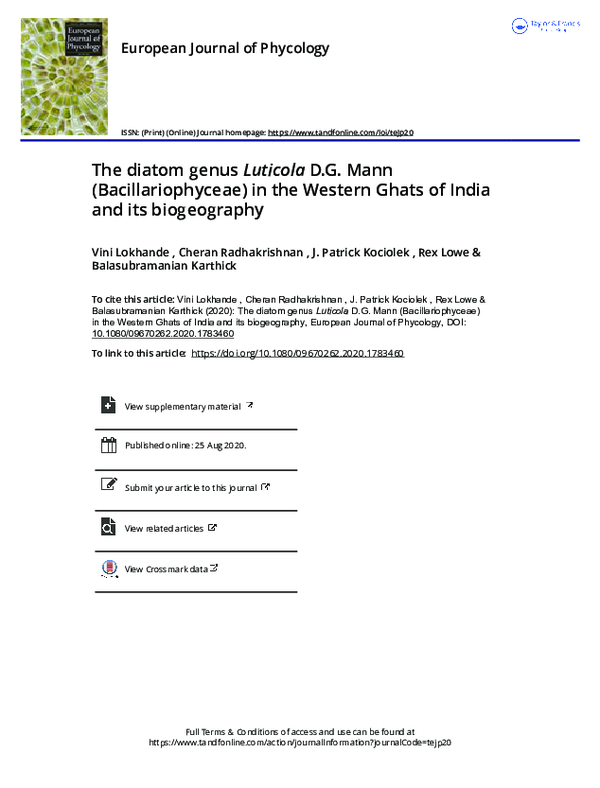 (PDF) The diatom genus Luticola D.G. Mann (Bacillariophyceae) in the ...