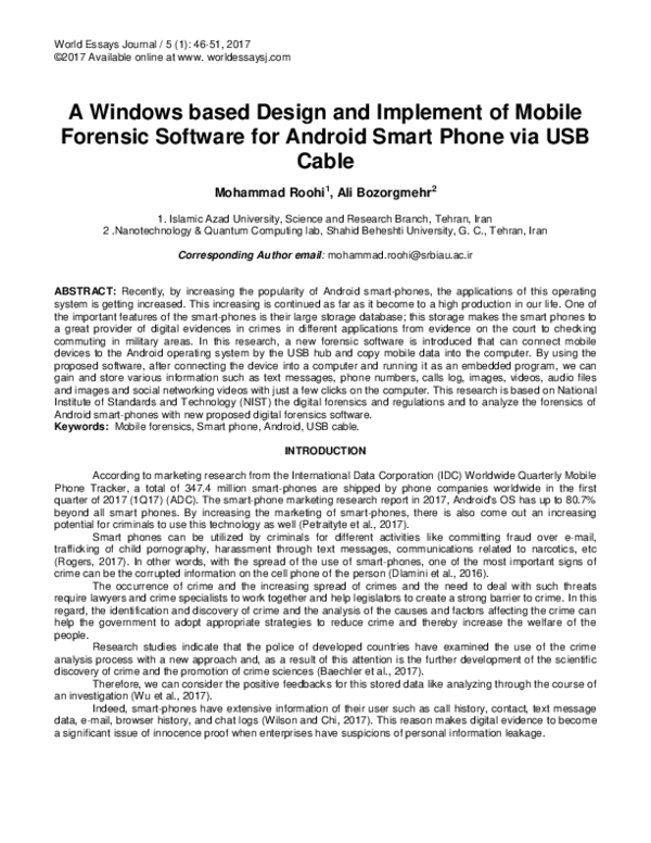 Pdf A Windows Based Design And Implement Of Mobile Forensic Software For Android Smart Phone