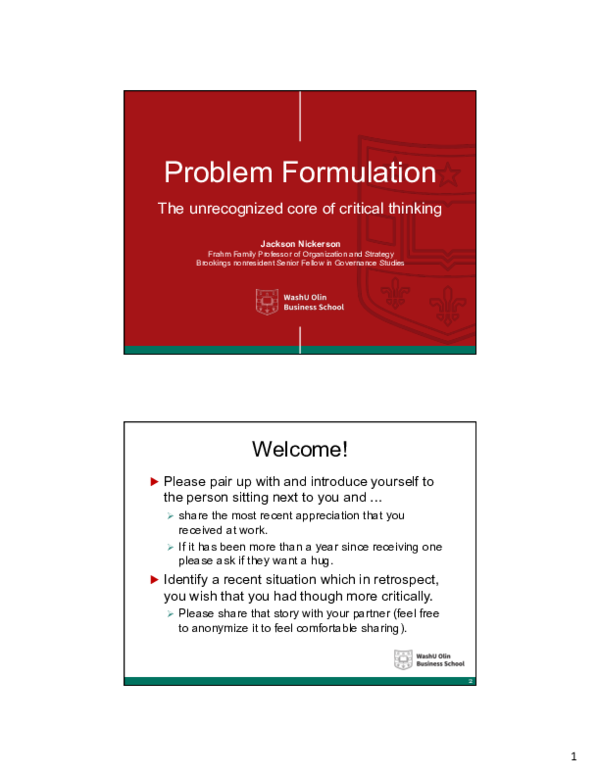 (PDF) Problem Formulation: The Unrecognized Core of Critical Thinking