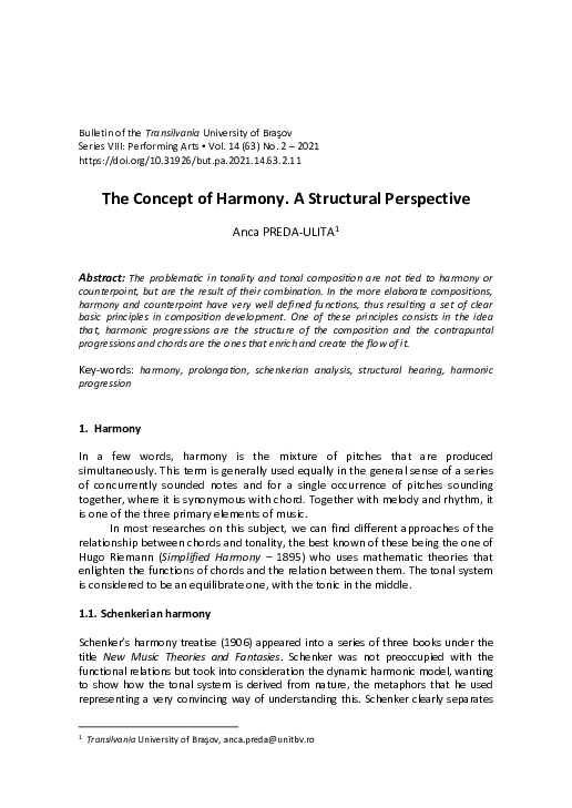 (PDF) The Concept of Harmony. A Structural Perspective