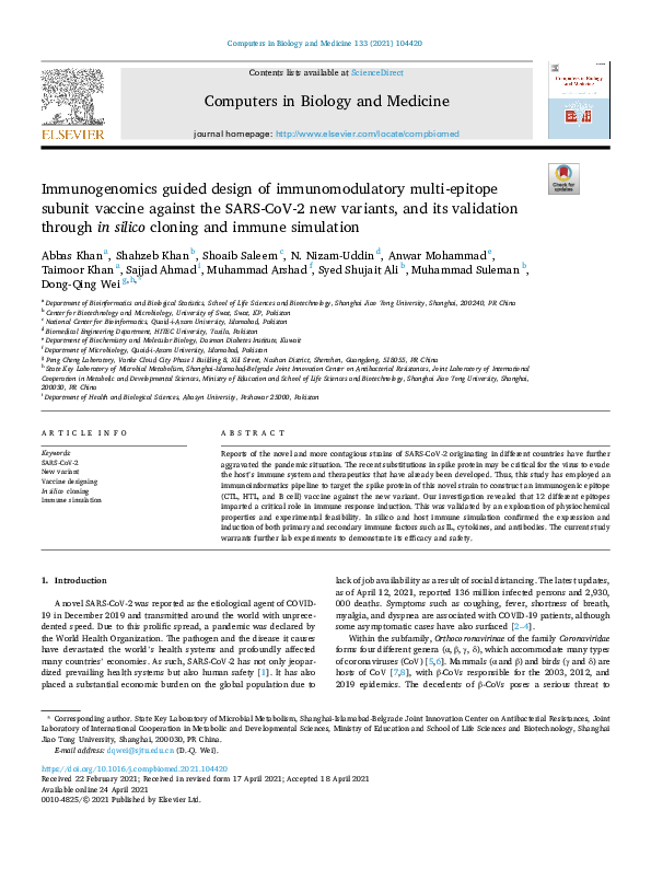 (PDF) Immunogenomics guided design of immunomodulatory multi-epitope ...