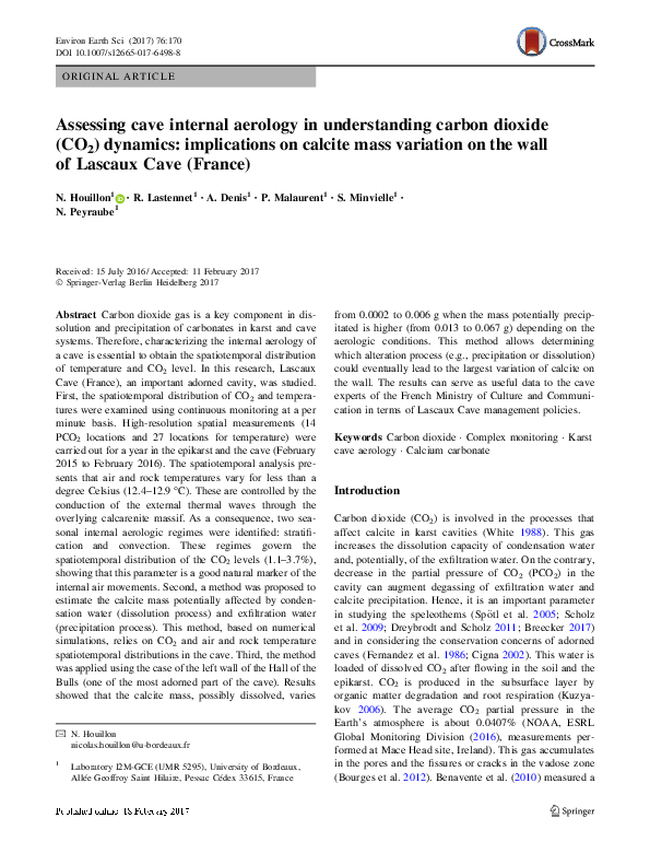 (PDF) Assessing cave internal aerology in understanding carbon dioxide ...
