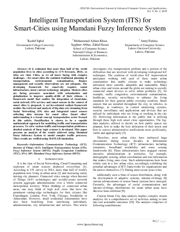 (PDF) Intelligent Transportation System (ITS) for Smart-Cities using Mamdani Fuzzy Inference ...