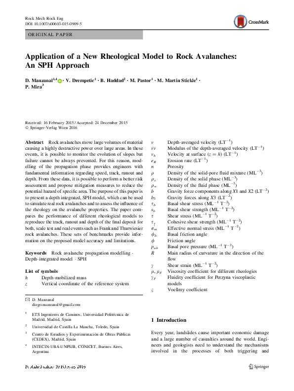 (PDF) Application of a New Rheological Model to Rock Avalanches: An SPH ...