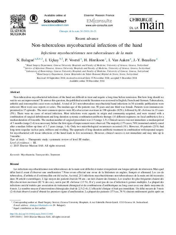 (PDF) Nontuberculous Mycobacterial Infections of the Head and Neck