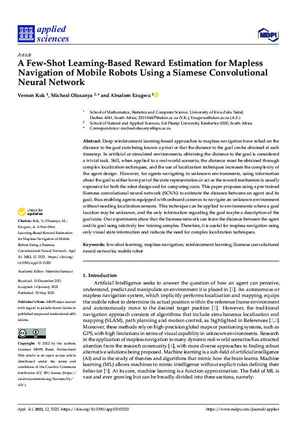 Pdf A Few Shot Learning Based Reward Estimation For Mapless Navigation Of Mobile Robots Using 