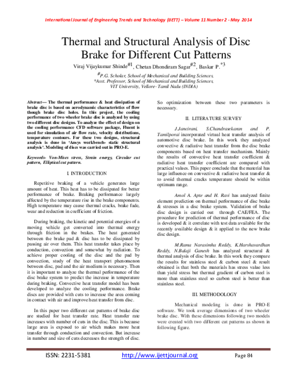 (PDF) Thermal and Structural Analysis of Disc Brake for Different Cut ...