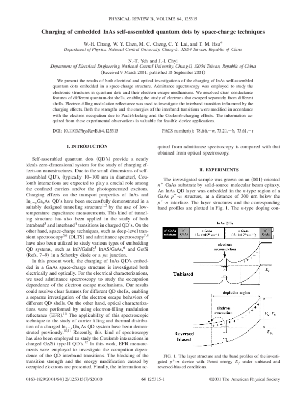 (PDF) Charging of embedded InAs self-assembled quantum dots by space ...