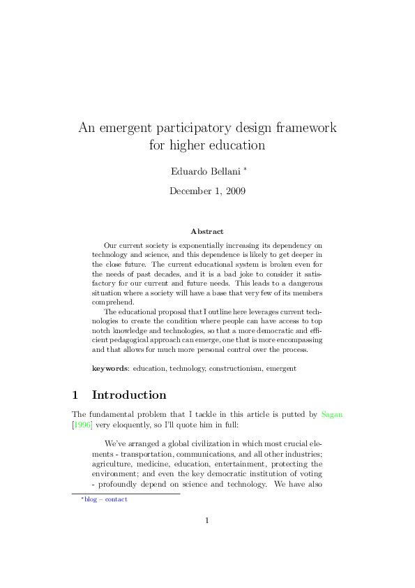 (PDF) An emergent participatory design framework for higher education