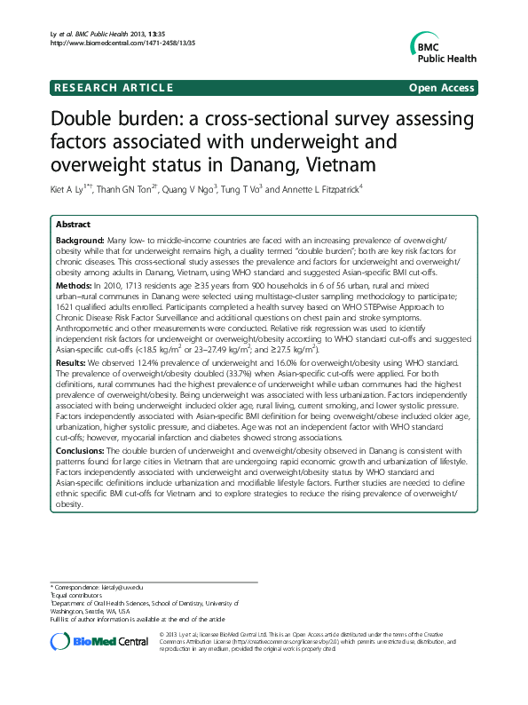 (PDF) Double burden: a cross-sectional survey assessing factors ...