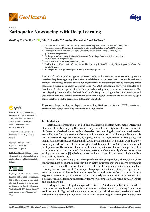 (PDF) Earthquake Nowcasting with Deep Learning | John Rundle - Academia.edu