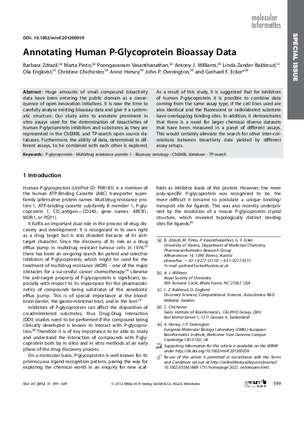 (PDF) Annotating Human P-Glycoprotein Bioassay Data
