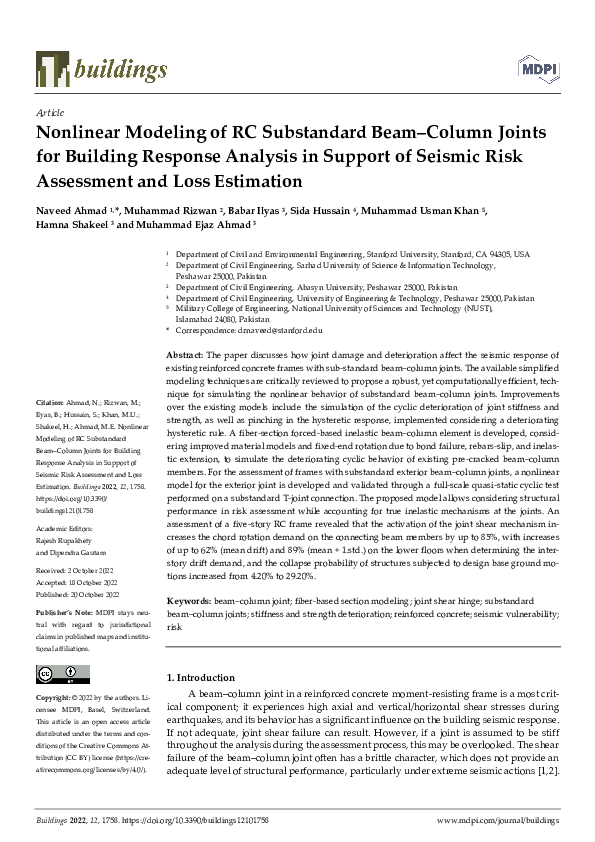 (PDF) Nonlinear Modeling of RC Substandard Beam-Column Joints for ...
